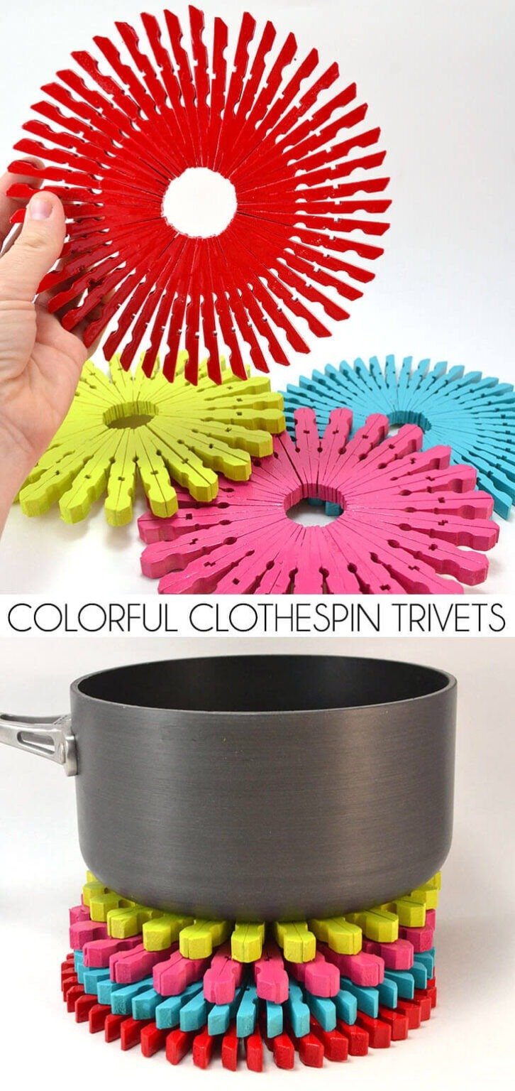 Colorful Clothespin Trivets Dream A Little Bigger colorful-clothespin-trivets-dream-a-little-bigger