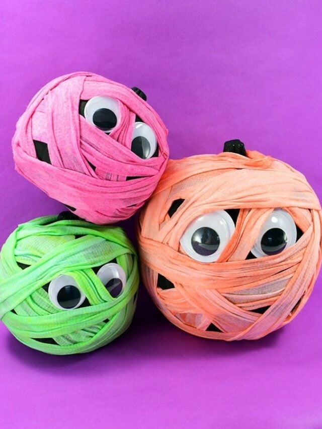These colorfully cute wrapped mummy pumpkins are beyond adorable and so ...