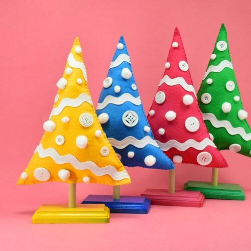 Colorful DIY Christmas Trees on Stands ⋆ Dream a Little Bigger
