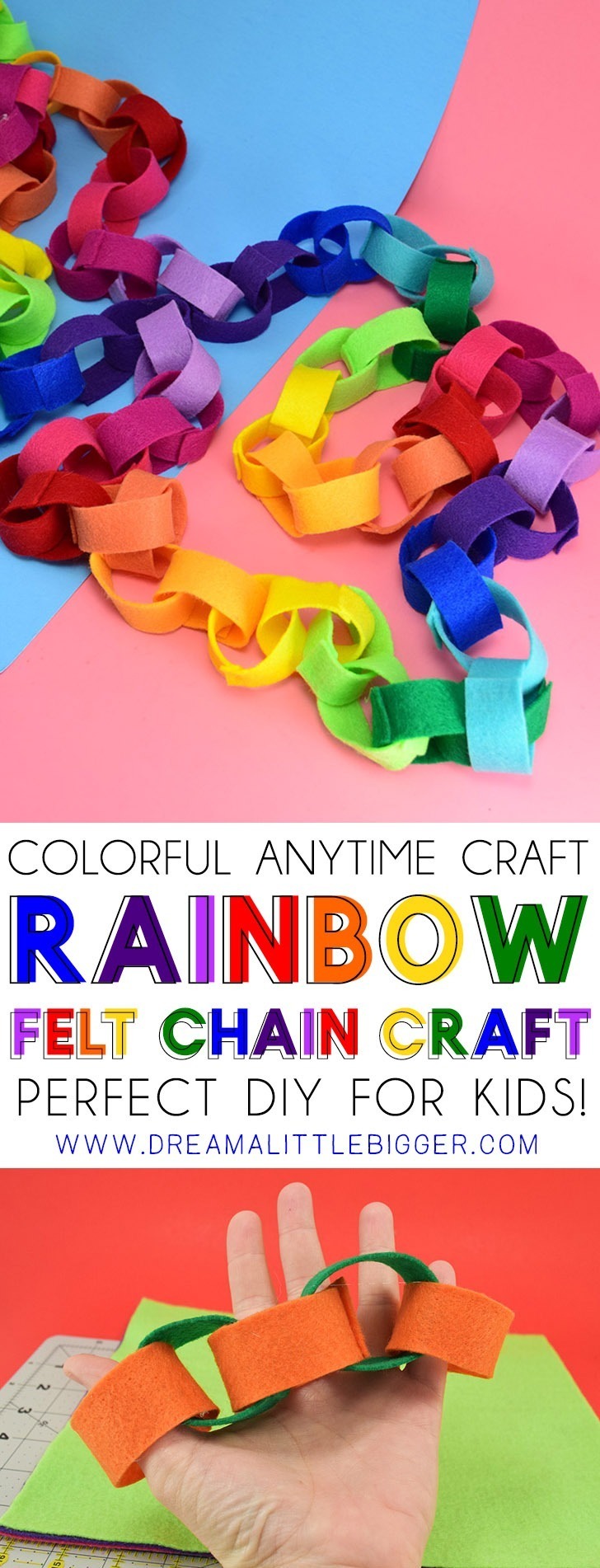 This rainbow felt chain is an inexpensive, colorful craft perfect for ...