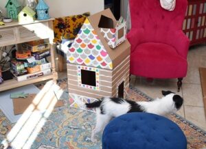 Cardboard Gingerbread Cat House ⋆ Dream a Little Bigger