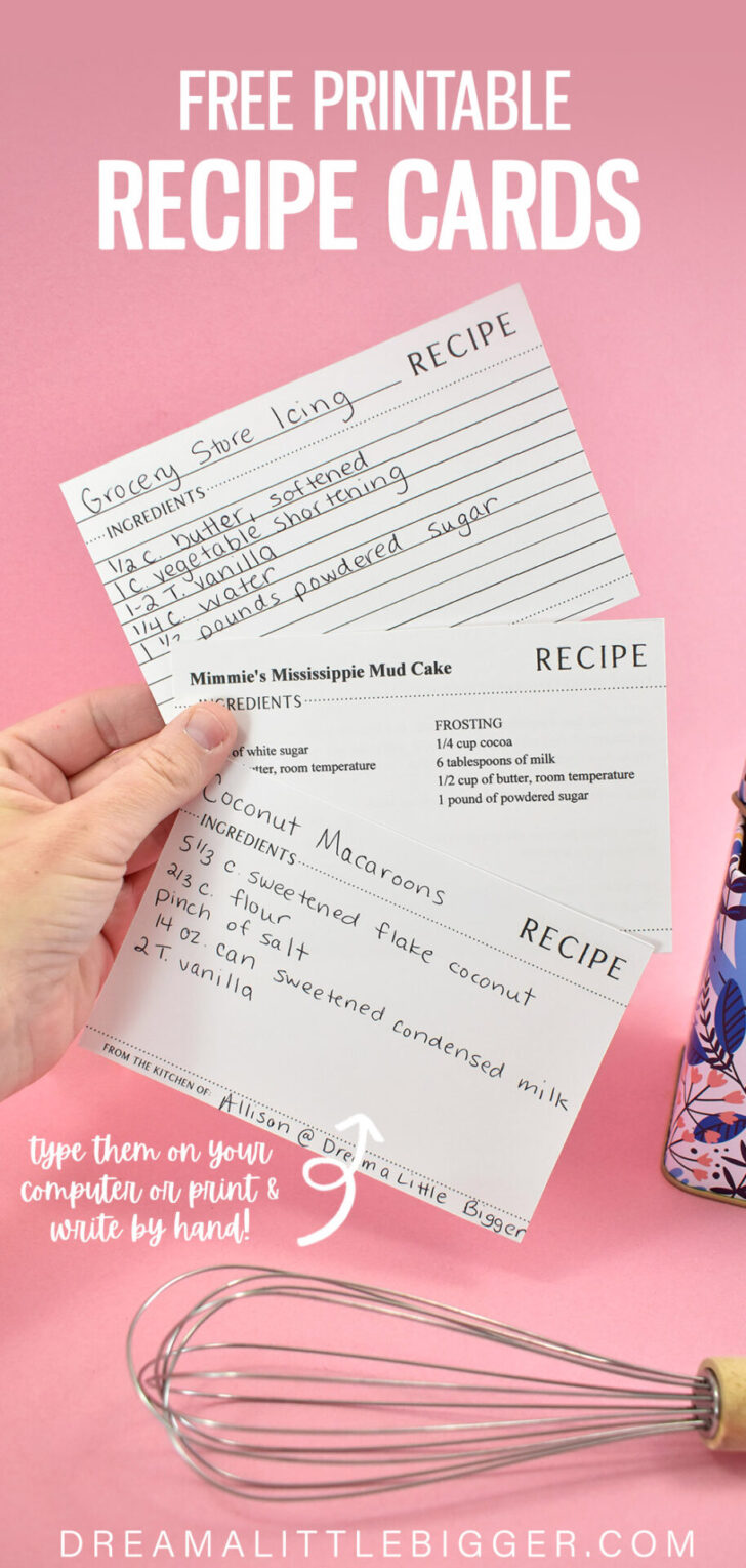 Free Printable Recipe Cards ⋆ Dream a Little Bigger