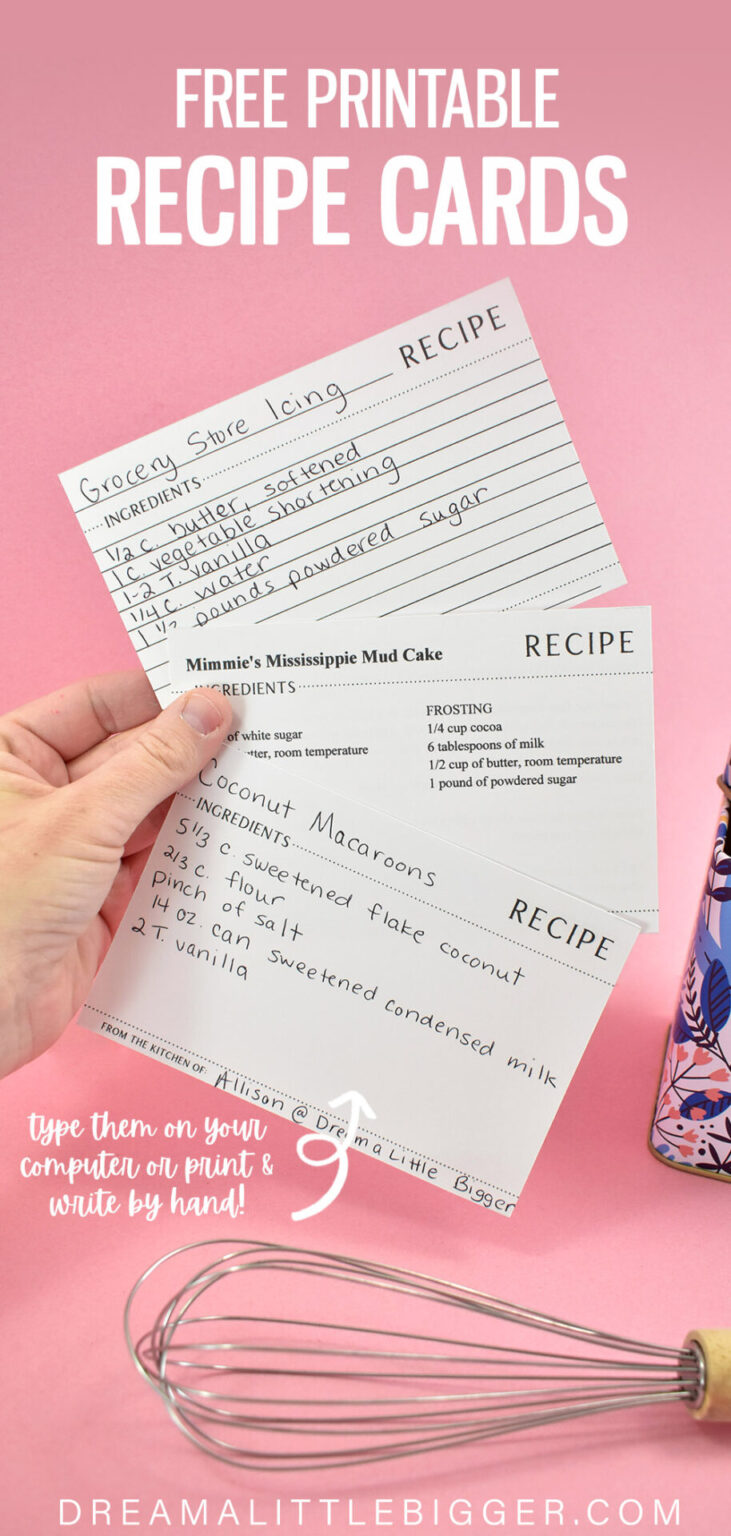 Free Printable Recipe Cards ⋆ Dream a Little Bigger
