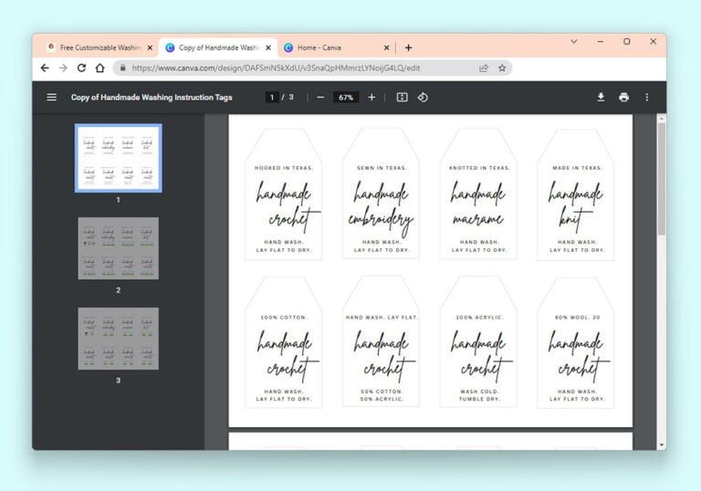 Free Customizable Washing Care Tags ⋆ Dream a Little Bigger